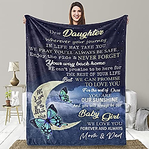 UFOORO Daughter Gifts -55*70inches Butterfly Throw Blanket for Daughter Birthday/Christmas/Winter Gifts for Daughter from Mom and Dad