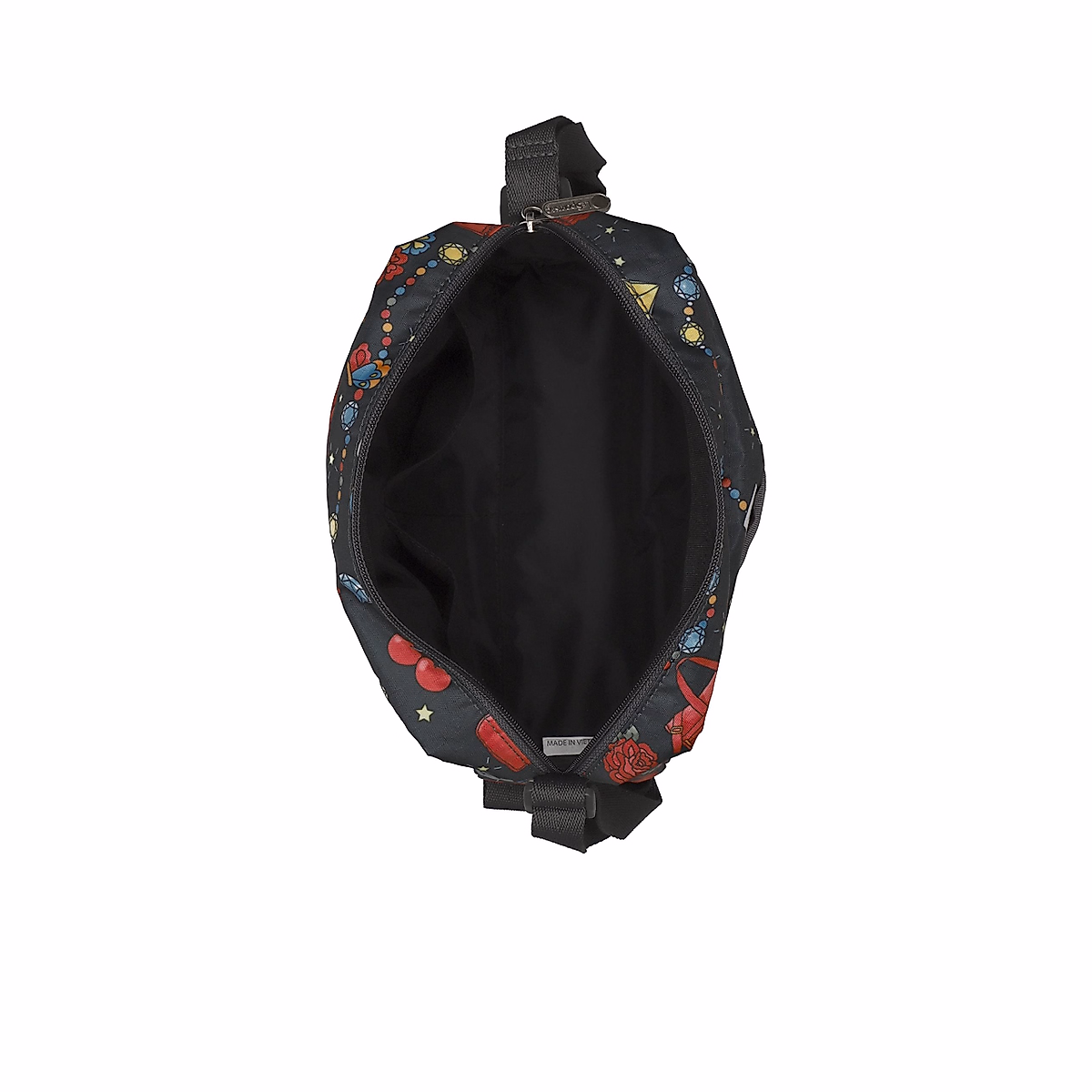 LeSportsac Keepsake Memory Daniella Crossbody Bag, Style 2434/Color E465, Whimsical Colorful Design: Handbags, Hearts, Flowers & Jewels, Celebrate 1974 Iconic Debut