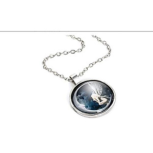 paweena Fairy on The Moon Photo Cabochon Glass Silver Chain Pendant Necklace Jewelry New