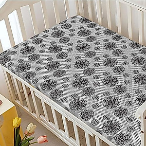 Dandelion Themed Fitted Crib Sheet,Standard Crib Mattress Fitted Sheet Soft Toddler Mattress Sheet Fitted - Baby Crib Sheets for Girl or Boy,28“ x52“,Charcoal Grey White