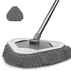 Microfiber Floor Mops for Cleaning with 2 Reusable Washable Pads, 180° Degrees Rotatable Cleaning Spin Mop, Flat Floor Mop Wet Dry Dust Mop for Hardwood Floors Tile Vinyl Wall Hard Surface