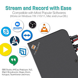 MAXSQUARE HDMI 2.1 Gaming 4K120Hz Video Capture Card/Splitter, HDMI2.1 loopout USB3.1, 4K2K/1080p 120 FPS, Ultra-low Latency, for OBS, Audio Extraction, Record,Stream with PC, XBOX, PS5, TAA Compliant