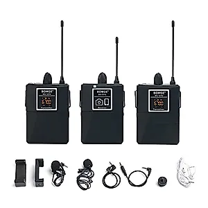 Wireless Lavalier Lapel Microphone System/Headset Mic/Interview Mic，for iPhone, Android Smartphones, PA Speaker, Teaching, DSLR Camera and Tablets (164 Ft Range)