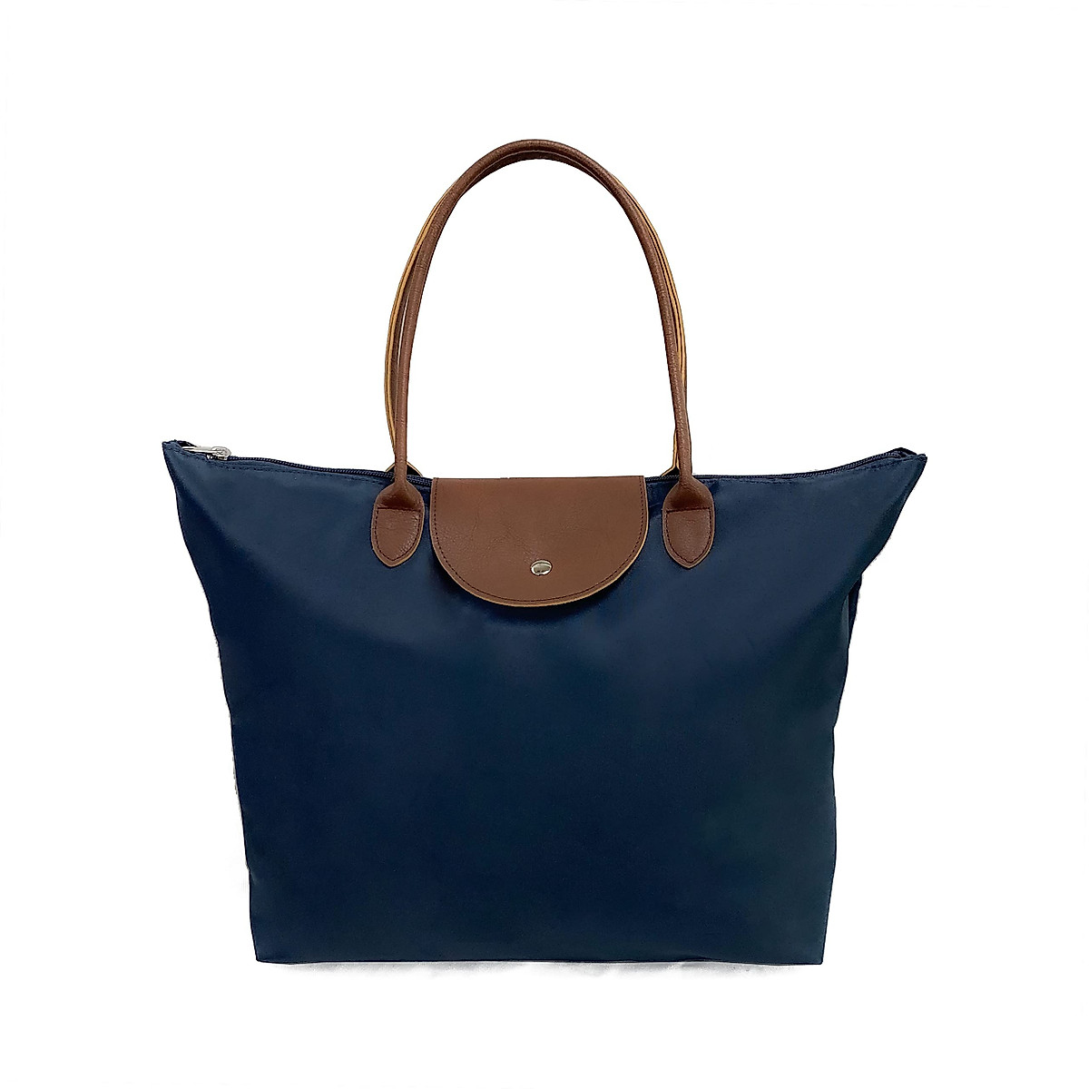 Tote Top Handle Bag,Lightweight Packable Stylish Handbag Foldable Zipper Travel shoulder Bag for Women -Navy