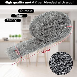 Steel Wool Mice Control 4'' * 21' Total Rodent Control Fill Fabric, Steel Wool Pads Mouse Blocker Keep Mice Away from Holes Wall Cracks Gaps(2 Rolls)