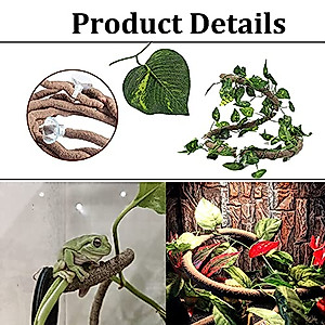PINVNBY Reptile Plants, Reptile Vines and Flexible Reptile Leaves Large Driftwood Tank Habitat Decor for Bearded Dragons Snakes Geckos Frogs Chameleon(3 PCS)