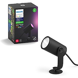 Philips Hue Lily White & Color Outdoor Smart Spot Light Extension (Hue Hub & Power Source Required), 1 Hue White & Color Smart Spot Light + Mount kit, Works with Alexa, HomeKit & Google Assistant