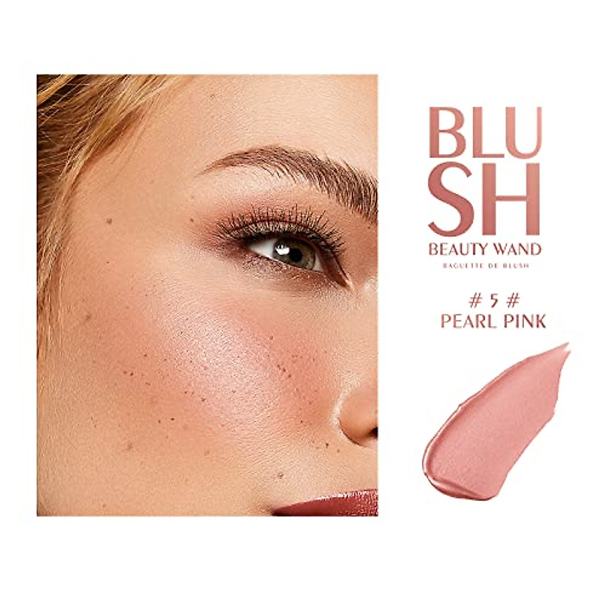KYDA Blush Beauty Wand, Shimmer Face Blush with Cushion Applicator, Natural Pearl Finish, Silky Smooth Creamy Formula, Lightweight Blendable Blush Rouge Stick, by Ownest Beauty-Pearl Pink