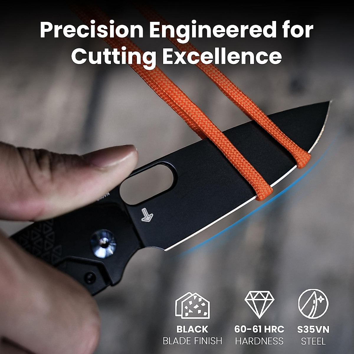 Kizer Varatas Pocket Knife, 3.27" S35VN Steel Blade, Black Titanium Handle, Folding Knife, Small Folding Pocket Knife, Ki3637A2