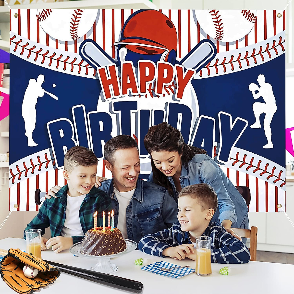 Baseball Birthday Banner Backdrop Baseball Party Decorations Sport Themed Birthday Backdrop for Boys Kids Teens for Holiday Birthday Party Favor Decor Photo Background
