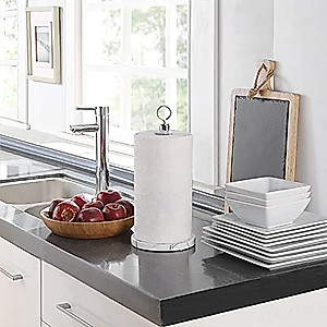 SunnyPoint Heavy Weighted Sturdy Paper Towel Holder Stand Dispenser with Faux Marble Base Fits Standard and Jumbo Sized Paper Towel