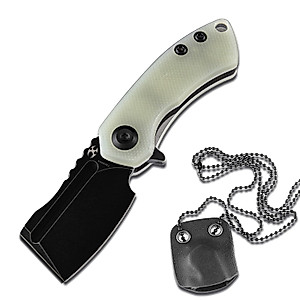 KANSEPT Knives Mini Korvid Cleaver Mini Pocket Knife Jade G10 Handle Kydex Sheath