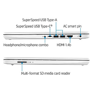 HP Premium 14-inch HD Laptop| Intel Celeron N4120 to 2.8GHz 16GB RAM 64GB SSD| Webcam Fast Charge Bluetooth HDMI USB-C Wi-Fi| Win 11 S with 1 Year MS 365| LIONEYE HDMI Cable| White (Renewed)