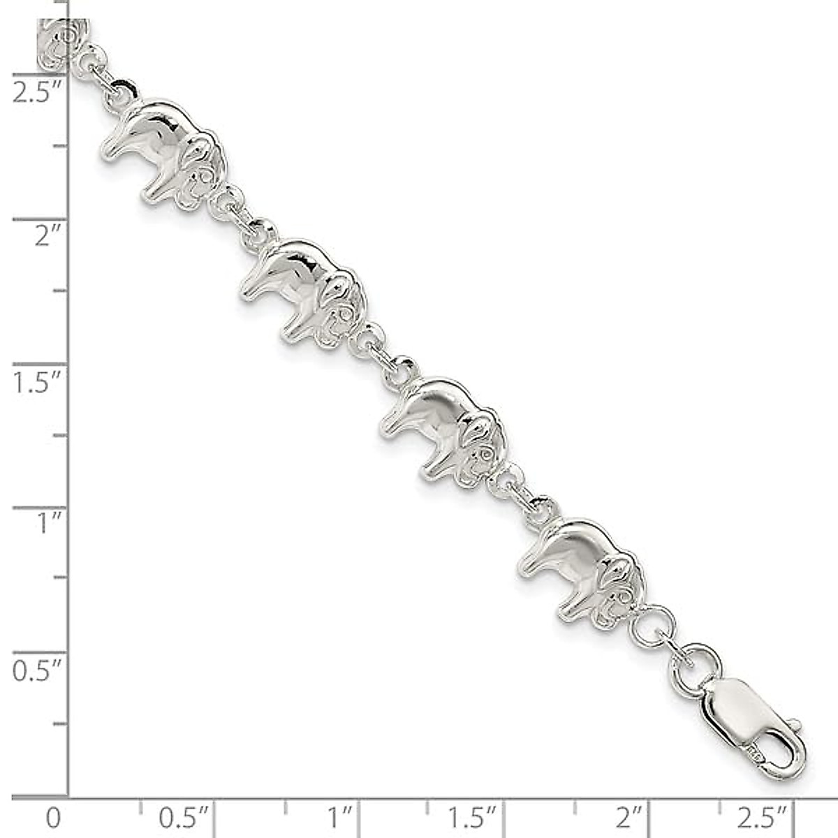 IceCarats 925 Sterling Silver Elephant Chain Charm Bracelet
