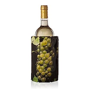 Vacu Vin Active Cooler Wine Chiller - Reusable, Flexible Wine Bottle Cooler - Wine Grapes Print - Wine Cooler Sleeve For Standard Size Bottles - Insulated Wine Bottle Chiller to Keep Wine Cold