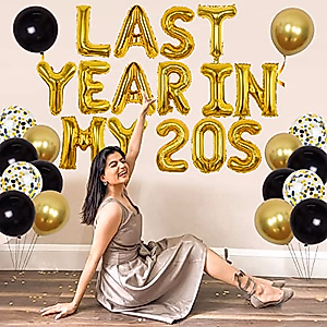 29th Birthday Decorations for Men Women, Gold Last Year In My 20s Banner, Cheers to 29 Years Old Birthday Decor with Whiskey Balloon, Number 29 Foil Balloons, Happy Birthday Sash