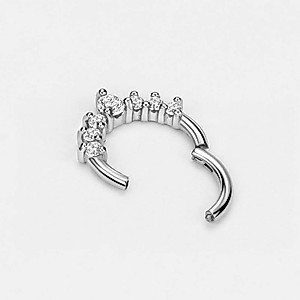 FANSING 16g 8mm Septum Ring for Women 316L Surgical Steel Septum Clicker Hypoallergenic Septum Jewelry 16 Gauge Cubic Zirconia CZ Teardrop Piercing Clicker