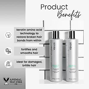 Kenra Platinum Restorative Shampoo | Ultra Fortifying | Instantly Fortifies To Restore Smoothness, Suppleness, & Shine | Restores Broken Hair Bonds From Within | All Hair Types | 8.5 fl. oz