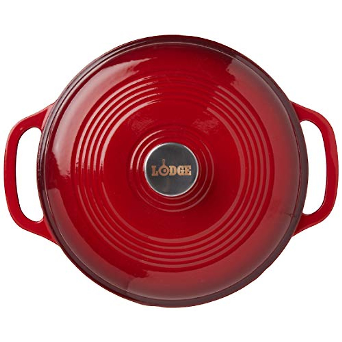 Lodge 6 Quart Enameled Cast Iron Dutch Oven with Lid – Dual Handles – Oven Safe up to 500° F or on Stovetop - Use to Marinate, Cook, Bake, Refrigerate and Serve – Island Spice Red