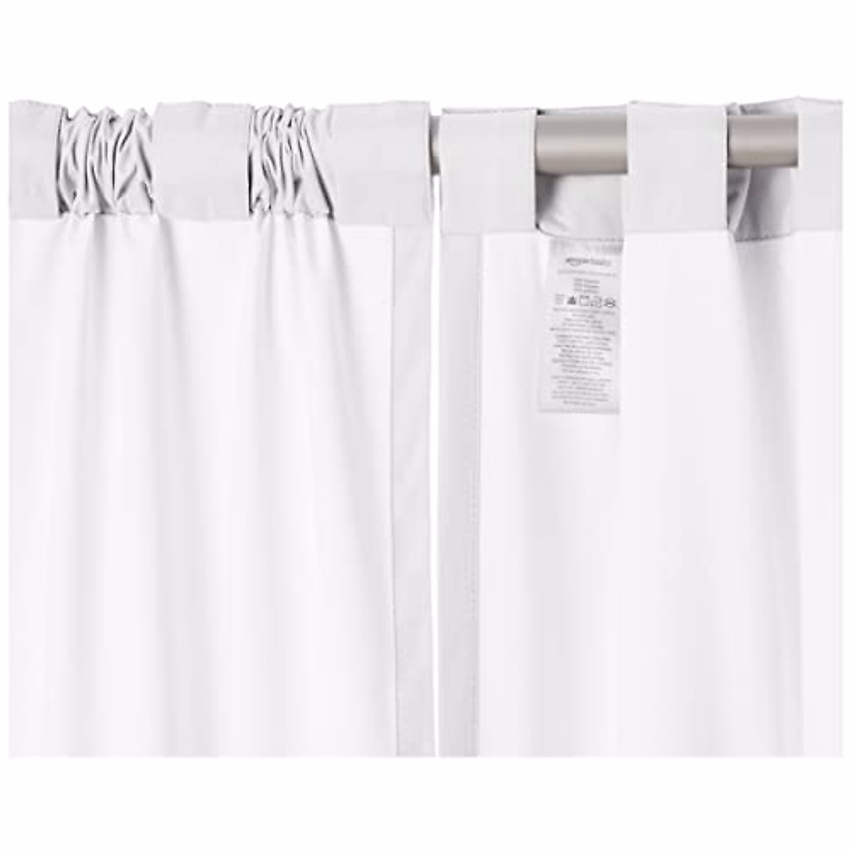 Amazon Basics Room Darkening Blackout Window Curtains with Back Tab Hanging Loops - 52" x 63", White