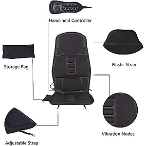 SLOTHMORE IDODO Vibration Back Massage Cushion, Massager Chair Pad with Heat, 10 Vibrating Motors & Heating Therapy to Release Stress and Fatigue for Car Use, Home or Office