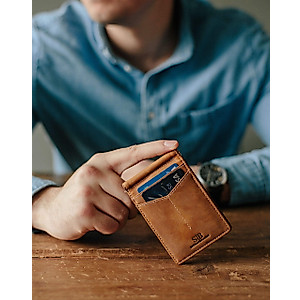 SERMAN BRANDS RFID Blocking Wallet Slim Bifold - Genuine Leather Minimalist Front Pocket Wallets for Men with Money Clip Gift (California Desert Rogue)