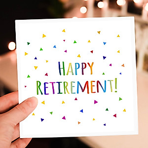 Happy Retirement colorful text celebrating retirement- Greeting Cards, 6 x 6 inches, set of 12 (gc_202096_2)