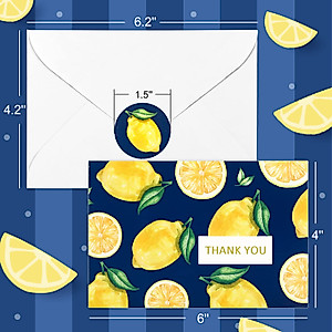 AnyDesign Lemon Thank You Cards Bulk 36 Pack Summer Thank You Cards with Matching Seal Stickers White Envelopes for Wedding, Baby Shower, Bridal Party and All Occasions