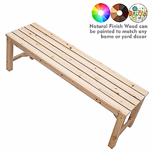 Outdoor Wood Bench Indoor Backless Porch Rustic Square Fir Log Solid Wood Fire Pit Bench for Patio Garden Deck and Backyard, 55" W×15.7" D×17.7" H, Natural