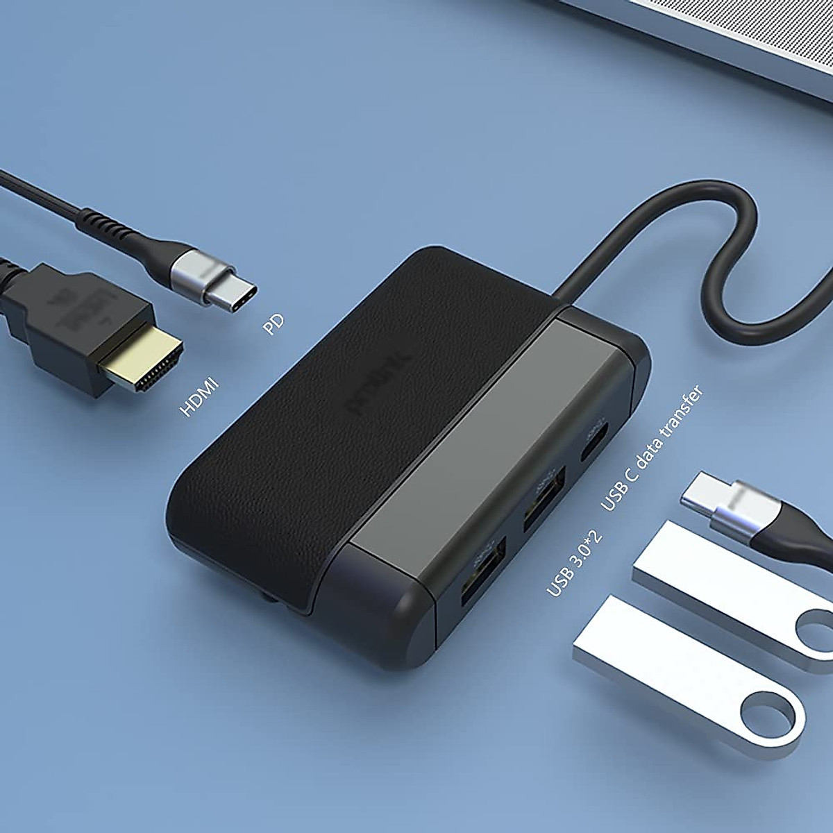 Port Expander USB C Docking Station USB C to HDMI Multiport Adapter with 4K HDMI, 2 USB 3.0 Ports, USB-C Data Ports, 60W PD USB Splitter