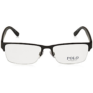 Polo Ralph Lauren Men's PH1164 Rectangular Prescription Eyewear Frames, Matte Black/Demo Lens, 56 mm