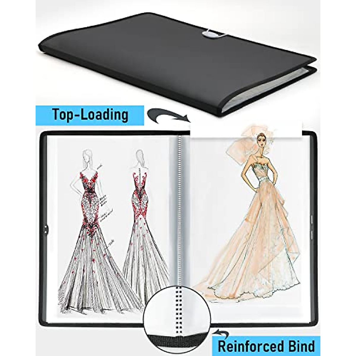 Nicpro Art Portfolio 11x17, Upgraded Large Portfolio Folder for Artwork with 30 Pockets Display 60 Pages, Presentation Book Binder with Protector Sleeves for Kids & Artists Drawing