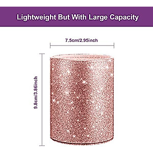 Pencil Cup, Pen Cup PU Glitter Pen Holder Shiny Pen Pencil Stand Pencil Holders Makeup Brush Holder Pen Pencil Organizer Case for Desk Organizer and Storage Box Office Classroom Home (Pink)