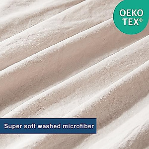 Anluoer Duvet Cover Queen Size,Beige Duvet Cover Set with Buttons Closure, Ultra Soft Washed Microfiber Bedding Comforter Cover with 2 Pillowcases for All Season(Beige, 90x90 inches, 3 Pieces)