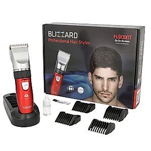 Fujicom Cordless Hair Trimmer - Men’s Grooming Kit Haircut Machine for All Hair Type - Adjustable Length Ceramic Blade - Low Noise - 4 Combs for All Hair Types Rechargeable
