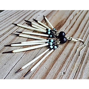 Clustered Black and Turquoise Quill Earrings Native