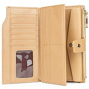 Uromee Wallet Women Vegan Leather Large Ladies Wristlet Purse Card Holder Organizer Clutch Zipper Pocket