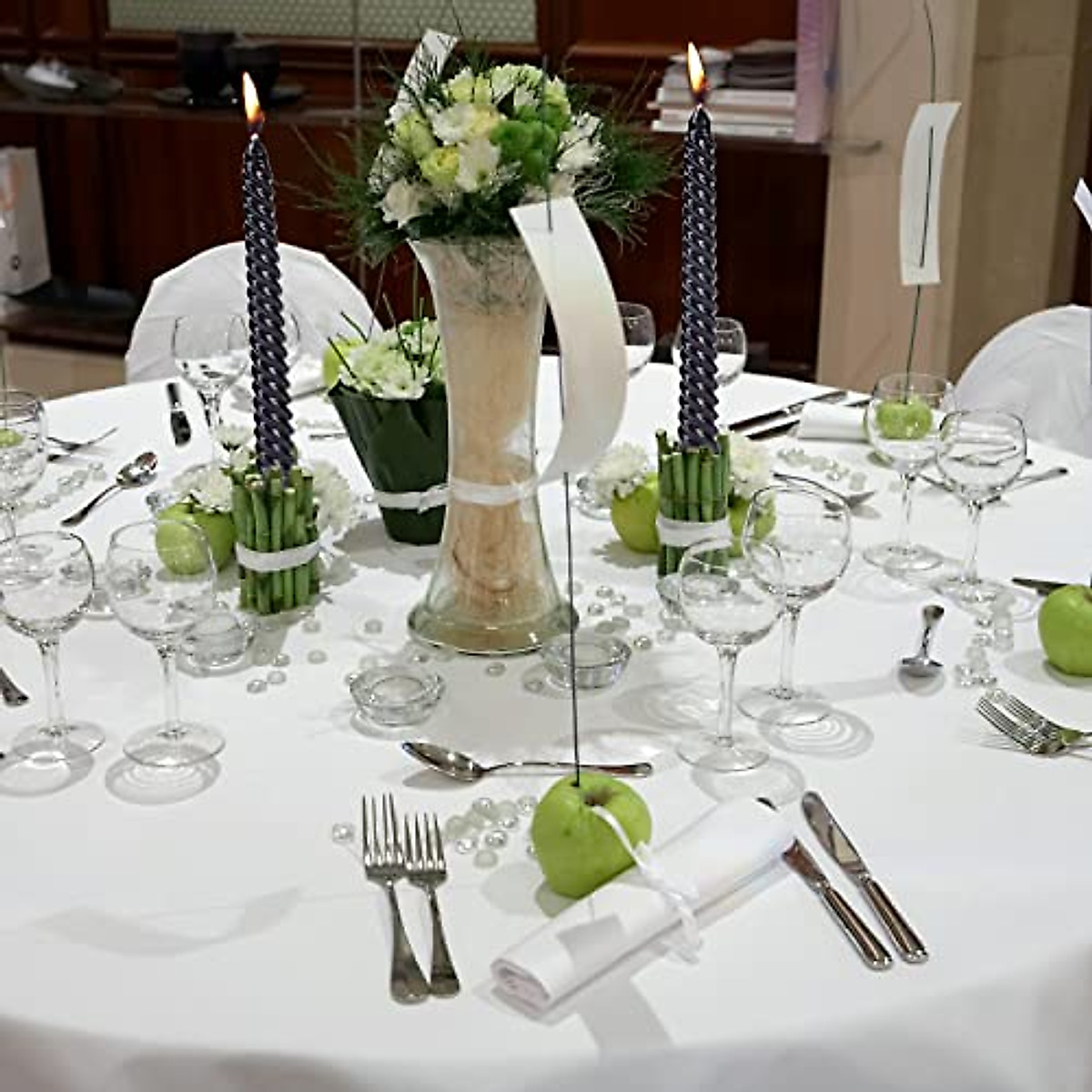 10 inch Spiral Black Taper Candles Set of 4,Elegant Glossy Metal Style Candle Sticks,Scenless,Dripless Taper Candles for Christmas Decor,Dinner,Party