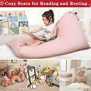 Jorbest Stuffed Animal Storage Bean Bag Chair for Kids and Adults, Luxury Velvet Stuffed Animal Bean Bag Storage, Cover Only(Sweet Pink 200 L/52 Gal)