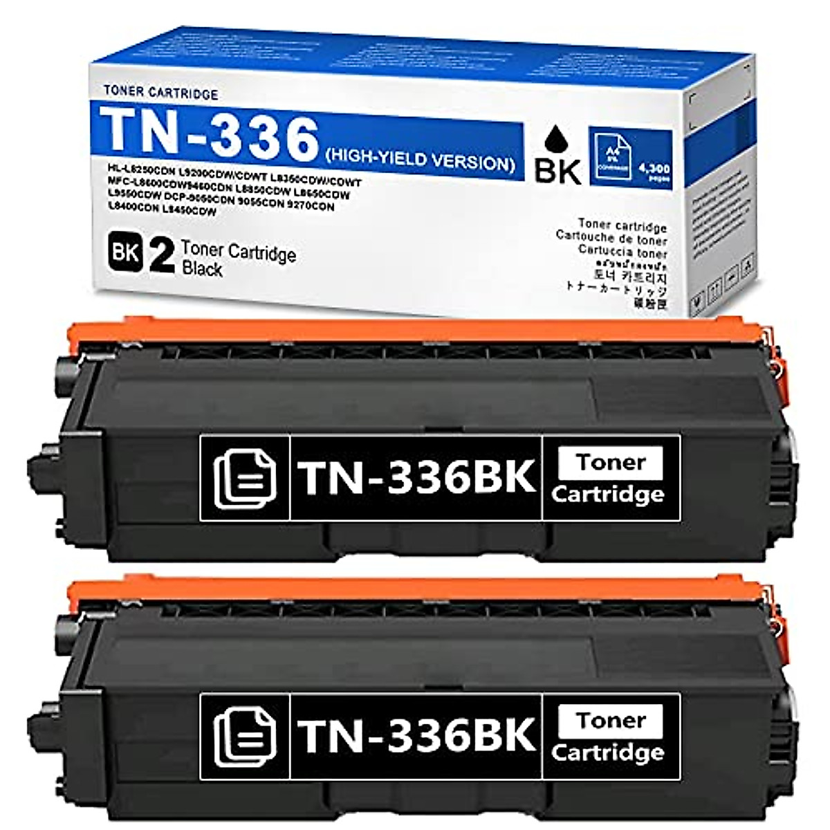 High Yield Cartridge TN-336 TN336 Toner Cartridge Replacement for Brother HL-L8250CDN L9200CDW/CDWT MFC-L8850CDW L8650CDW DCP-9050CDN 9055CDN 9270CDN L8400CDN L8450CDW Printer (2 Pack, Black)