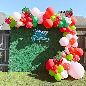 Strawberry Birthday Party Decorations 131pcs Strawberry Balloons Garland Arch Kit for Baby Shower and Girls Berry First Theme Birthday Party Decoration