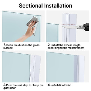 AmazerBath Shower Door Side Seal Strip (Set of 2), Frameless Glass Shower Door Seal Strip - Suitable for 3/8 Inch Glass, 78 inch