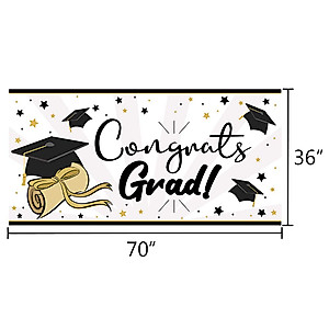 JOYIN 2023 Graduation Party Supplies Congrats Grad 36"x 70" Banners, 54"x72" Tablecloth for Graduation Party Supply Decoration Schools or Grades Party Supplies