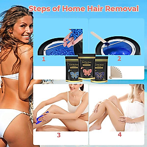 Waxing Beads for Hair Removal 1.1LB, Wax Beads for Sensitive Skin, Painless Wax Beans for Brazilian,Eyebrow Facial Leg for At Home Pearl Waxing Beads with 20 Spatulas for Women Men