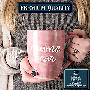 Mom Life Mama Bear Pink Large 20 oz Ceramic Coffee Mug Tea Cup, Pink