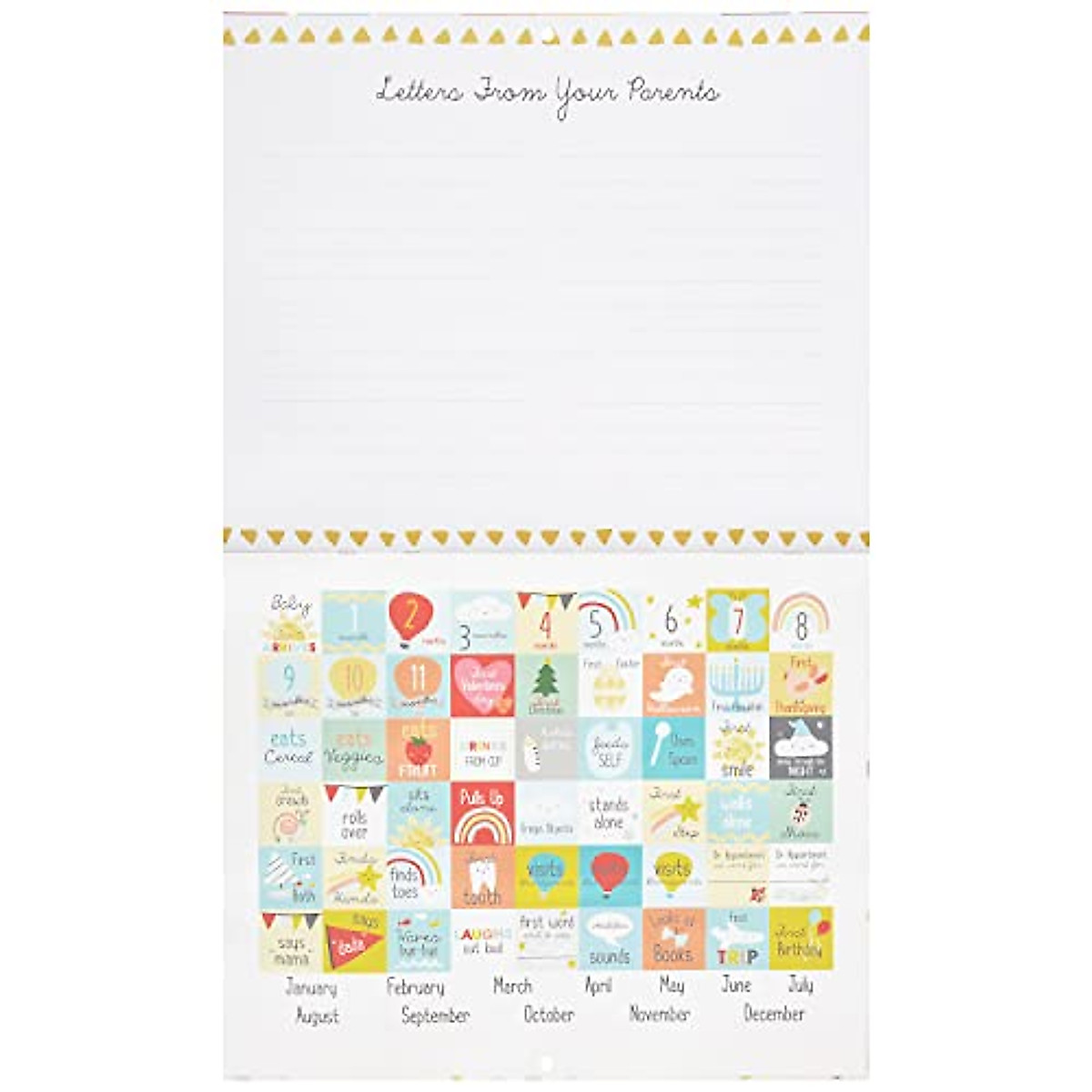 C.R. Gibson BA3-24545 You are My Sunshine Gender Neutral Baby's First Year Keepsake Calendar, 11" W x 18" H Open, Multicolor