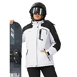 TACVASEN Women's Ski Jacket Waterproof Snow Jackets for Women Winter Warm Fleece Mountain Jacket Windproof Rain Jacket with Hood