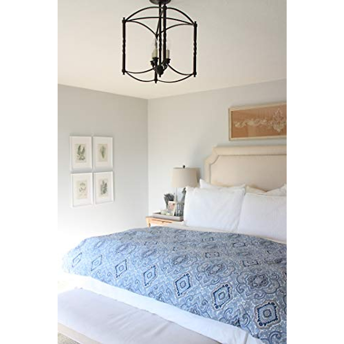 City Scene Duvet Cover Set Reversible Cotton Bedding with Matching Shams, All Season Home Decor, Twin, Milan Blue