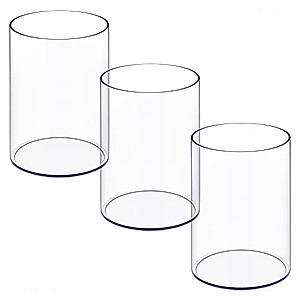 NiOffice Stylish Clear Acrylic Desk Organizer Pen and Pencil Holders Set of 3, Round Makeup Brush Storage Perfect for Home, School and Office Supplies