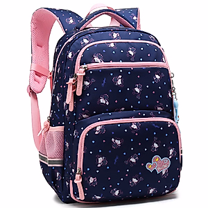 Kids Girls School Backpack with Chest Strap Princess Cute Big Elementary Bookbag (Medium, Royalblue)